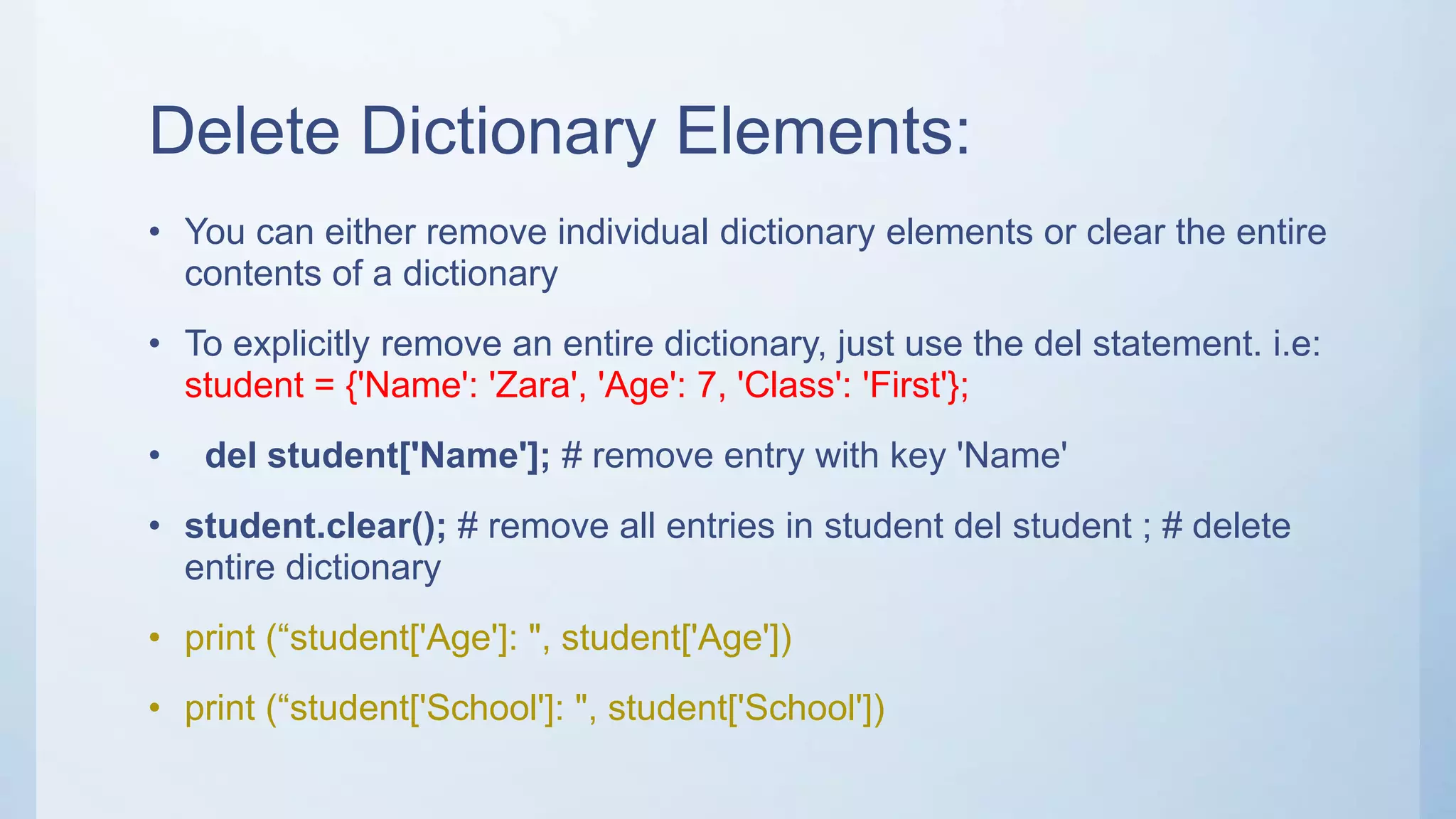 Python Dictionary Pptx Programming Languages Computing
