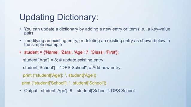 Python Dictionary Pptx Programming Languages Computing