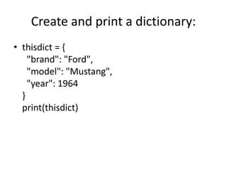 Python dictionary | PPT