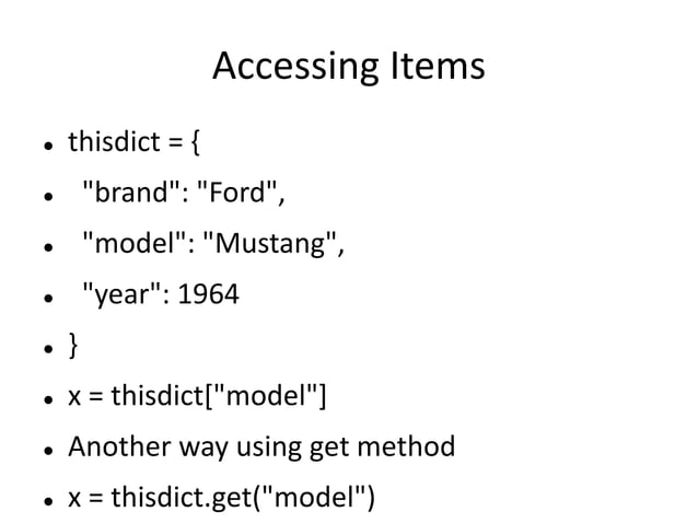Python Dictionary Ppt