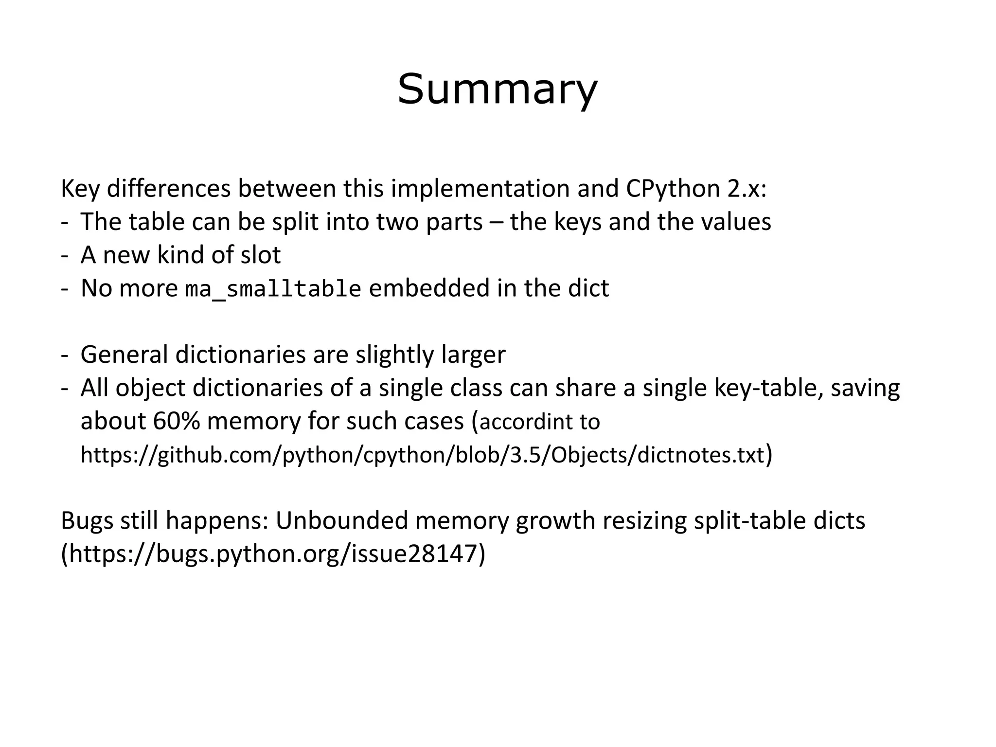 Python dictionary : past, present, future | PPT