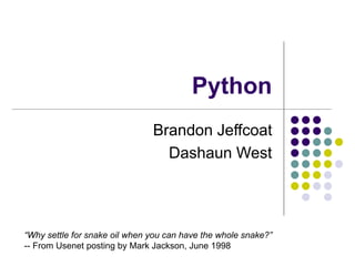 python programming language ppt by brandon | PPT