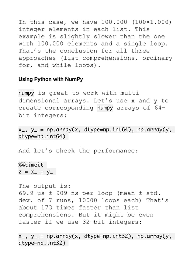 Python faster for loop | PDF | Programming Languages | Computing