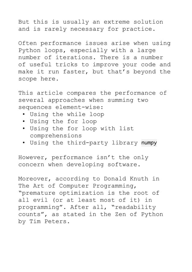 Python faster for loop | PDF | Programming Languages | Computing Python faster for loop | PDF | Programming Languages | Computing