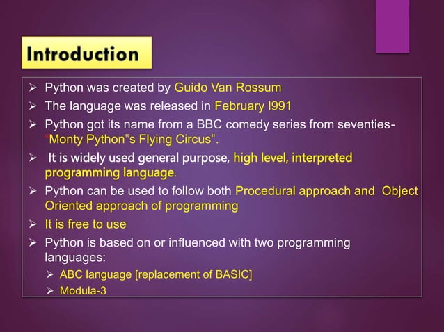 PYTHON FEATURES.pptx | Programming Languages | Computing