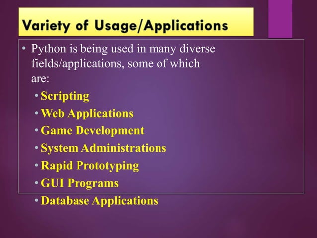 PYTHON FEATURES.pptx | Programming Languages | Computing