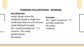File methods available in Python Programming | PPT
