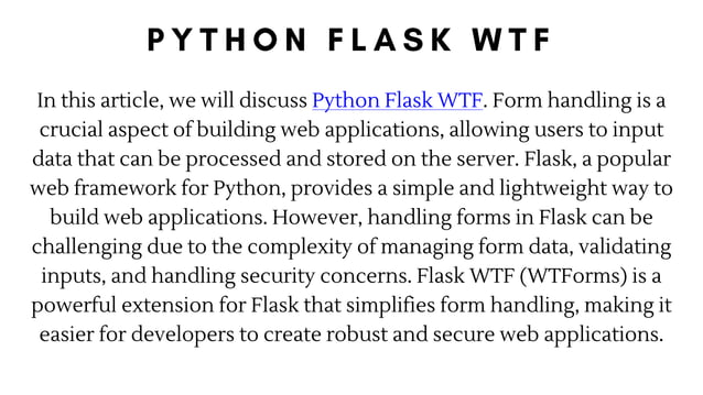 Python Flask WTF.pptx | Free Download