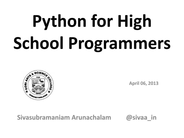 Python for High School Programmers | PPT