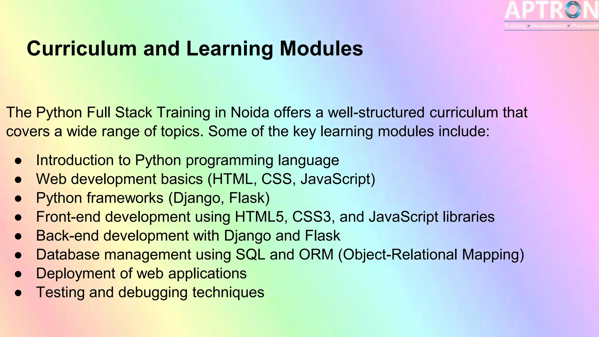 Python Full Stack Training In Noida Pptx