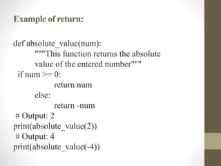 Python functions | PPT