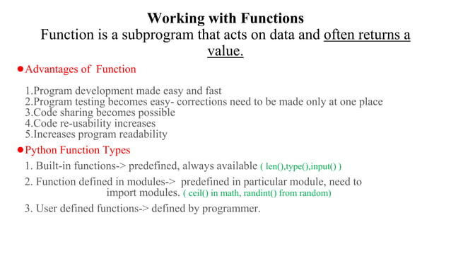 Python functions | PPT