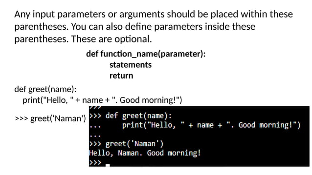 Learn More About The Concepts Functions Of Python Ppt