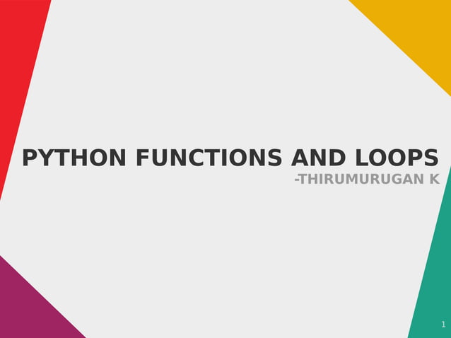 Python functions and loops | PPT