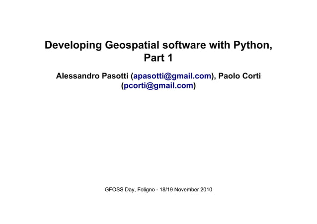 Developing Geospatial software with Python, Part 1 | PPT Developing Geospatial software with Python, Part 1 | PPT