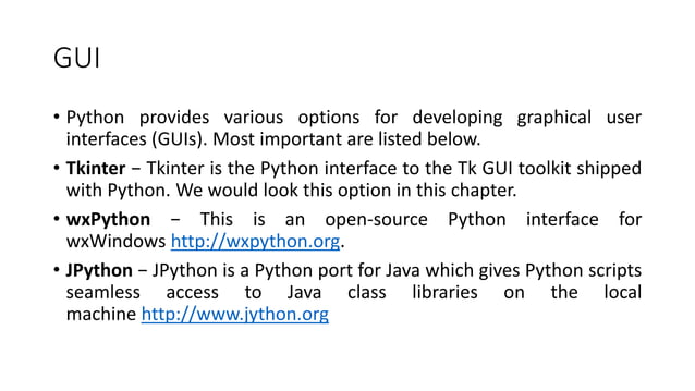 Python Graphical User Interface and design | PPTX