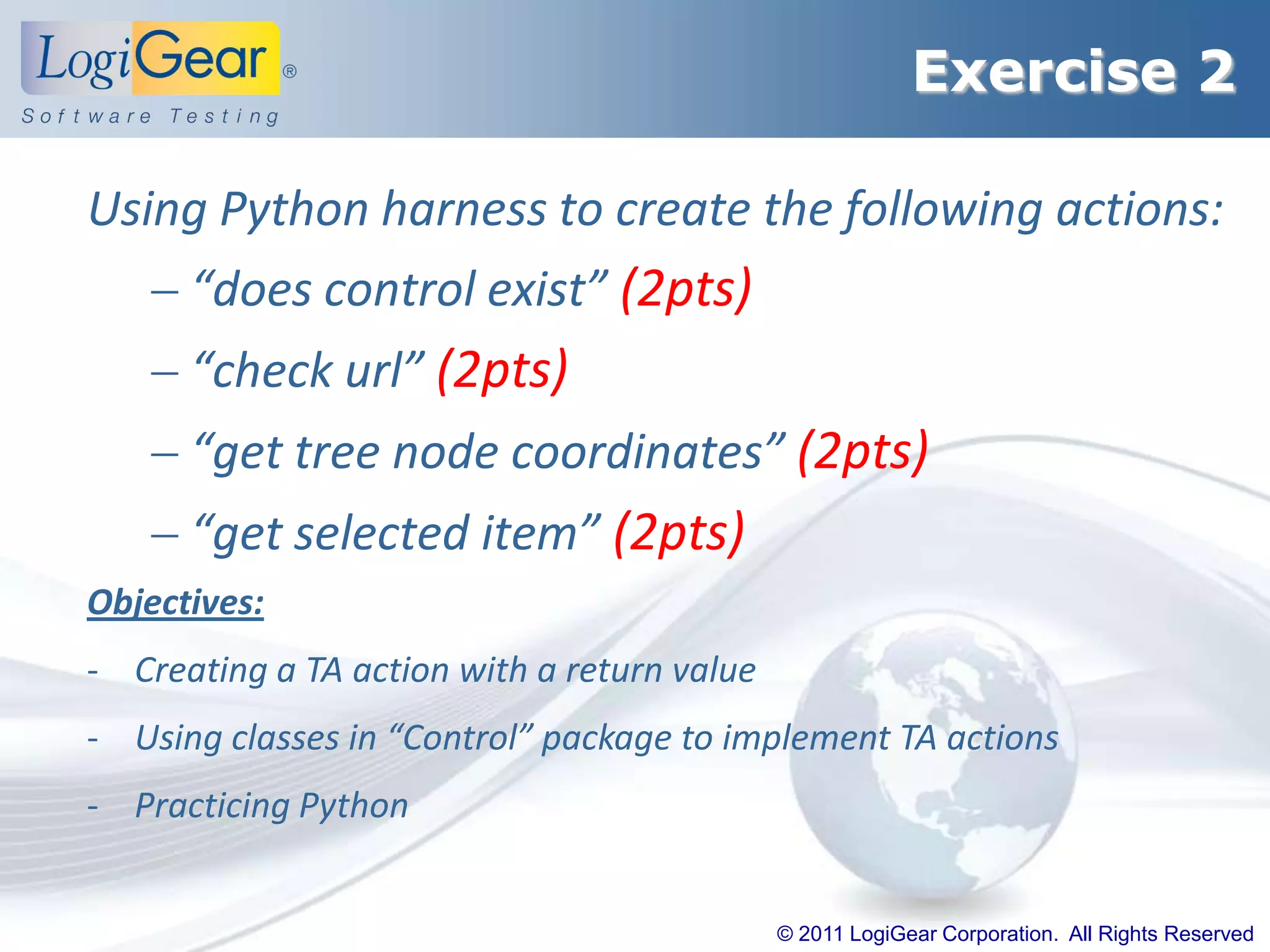 Python Harness Exercises Ppt