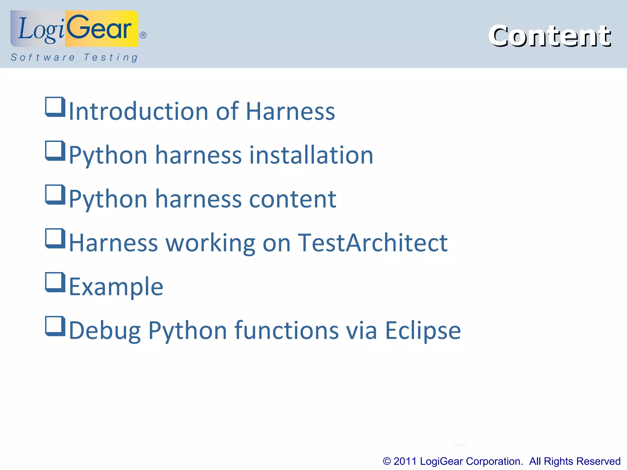 Python harness fundamental | PPT