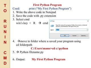 introduction to python IDE's | PPTX