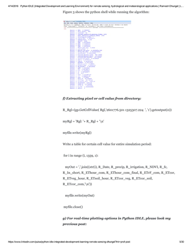 Python Idle Integrated Development And Learning Environment For Remote Sensing Hydrological
