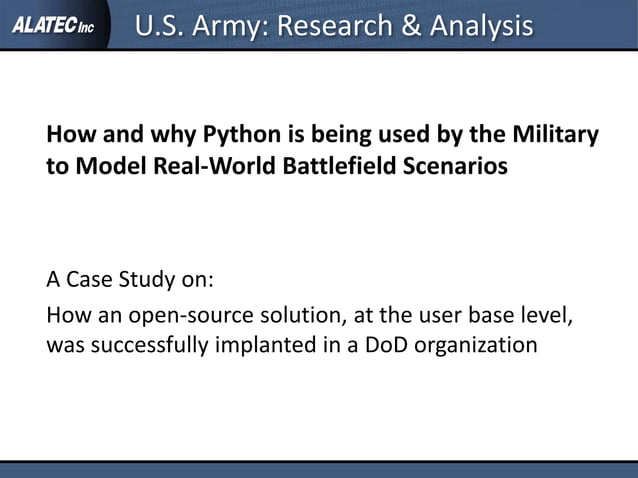 How and Why Python is Used in the Model of Real-World Battlefield ...
