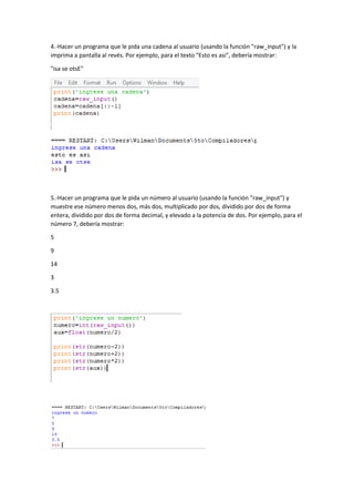 Ejercicios en python | PDF