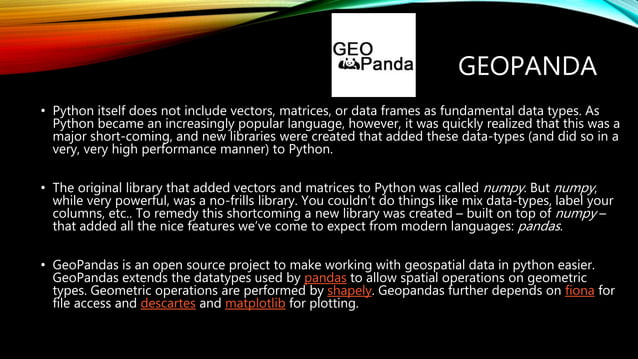 Python In Geospatial Analysis Pptx Programming Languages Computing