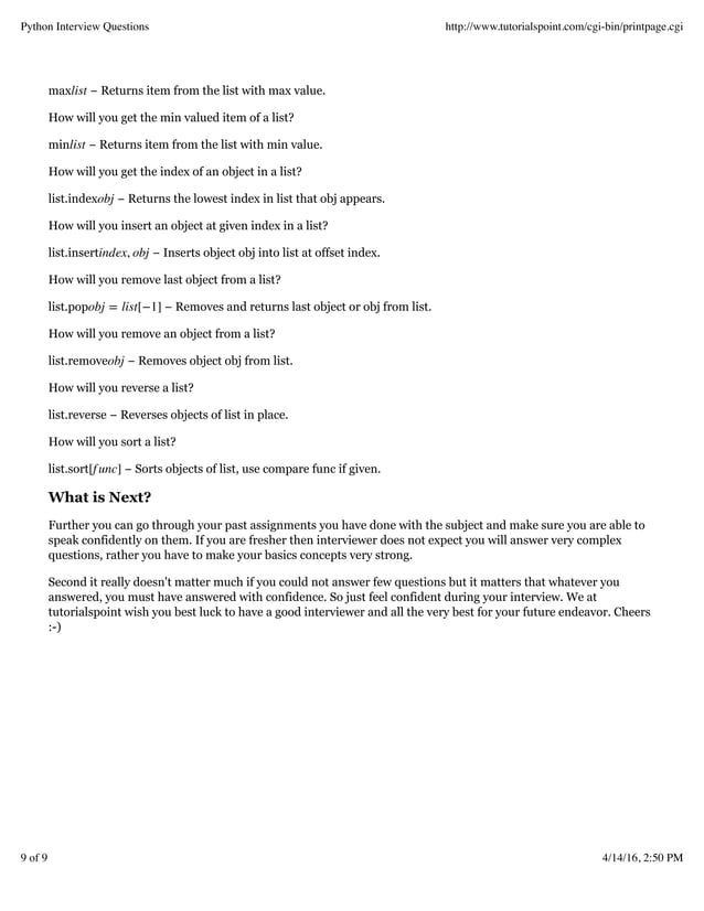 Python interview questions | PDF | Programming Languages | Computing