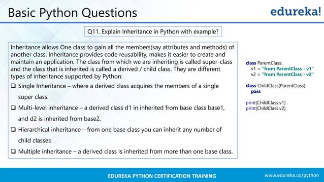 Python Interview Questions And Answers 2019 Edureka Ppt