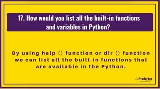 Top 100 Python Interview Questions And Answers | PDF