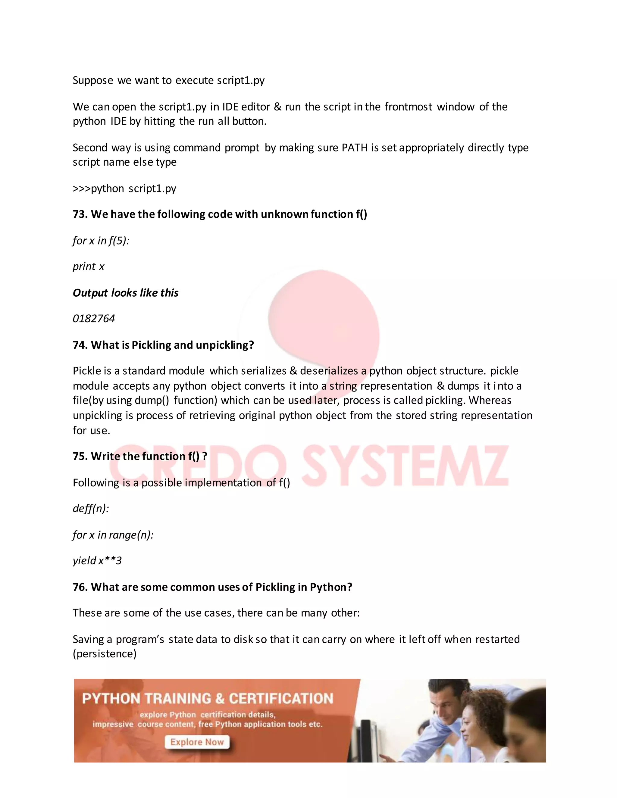 Python interview questions and answers | DOCX