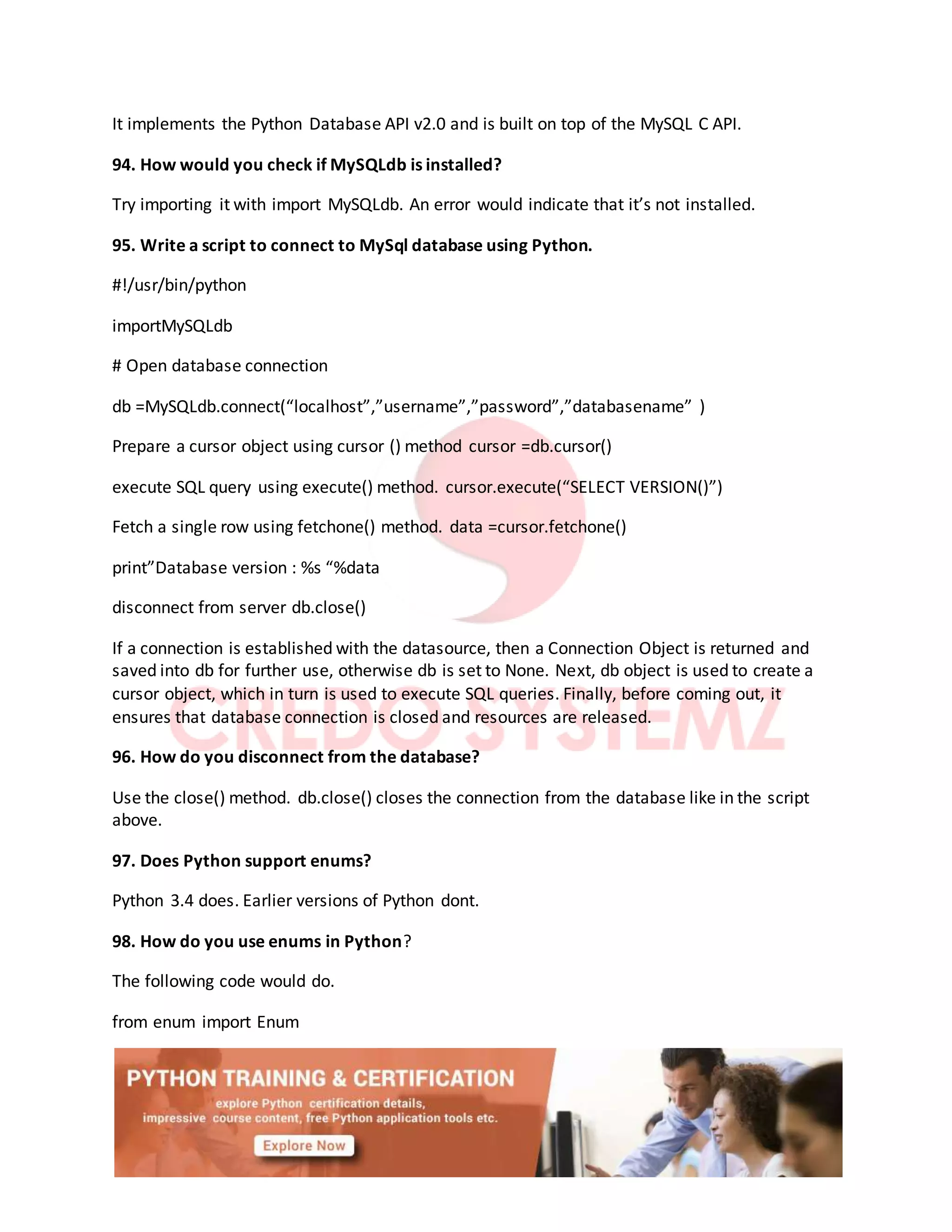 Python interview questions and answers | DOCX