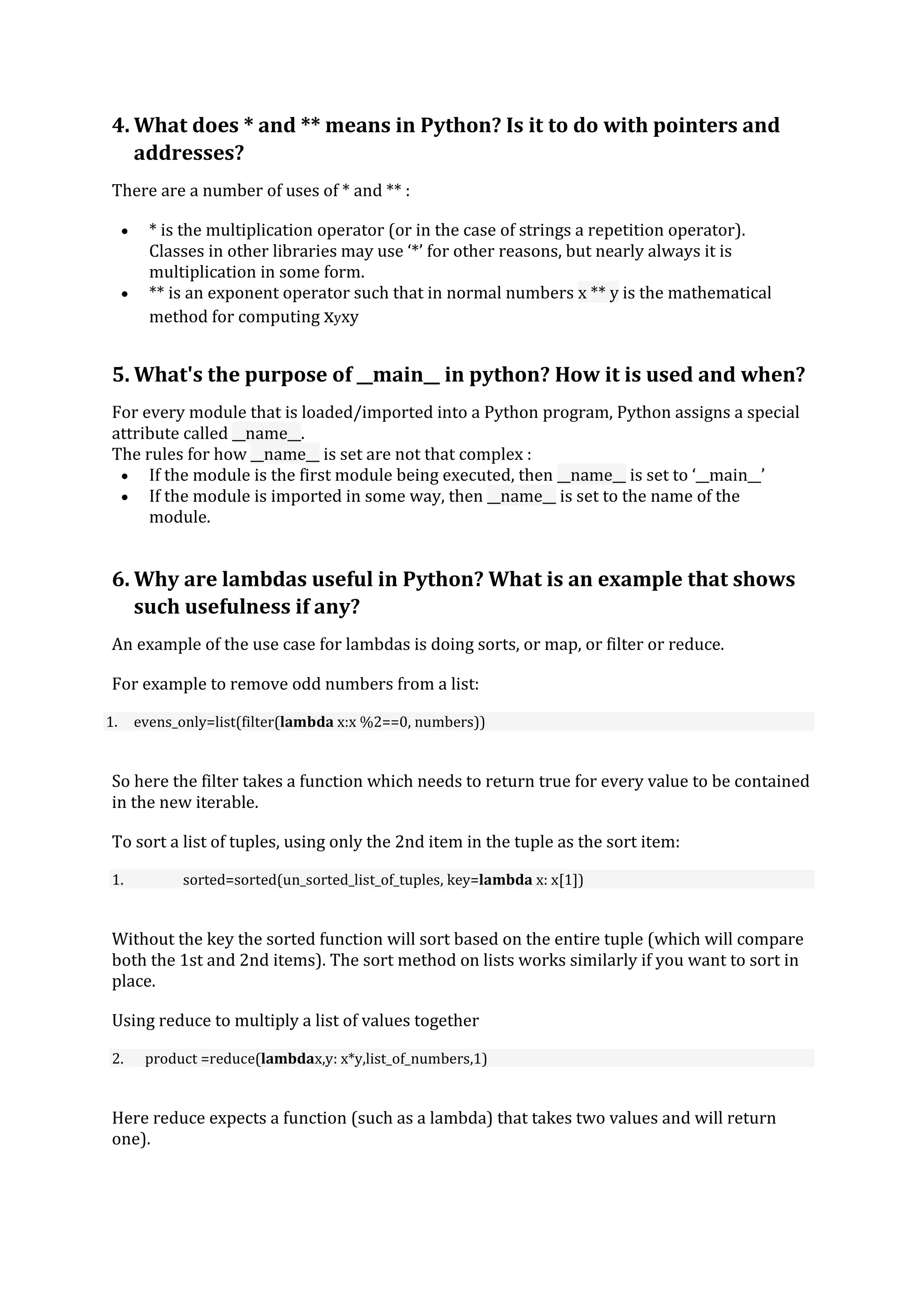 Python Interview Questions And Answers | PDF | Programming Languages | Computing