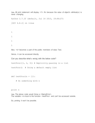 Python Interview Questions For Experienced | DOCX