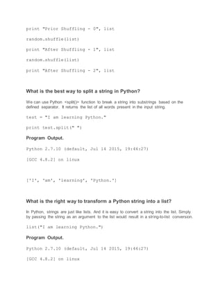 Python Interview Questions For Experienced | DOCX