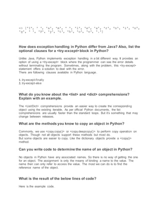 Python Interview Questions For Experienced | DOCX