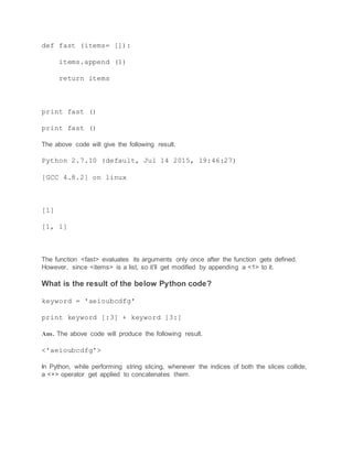 Python Interview Questions For Experienced | DOCX