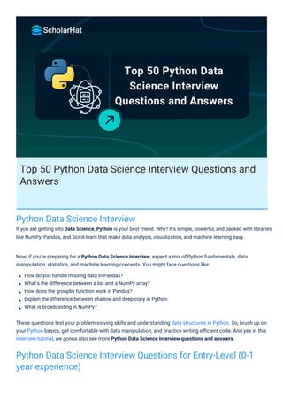 Python Interview Questions PDF By ScholarHat | PDF