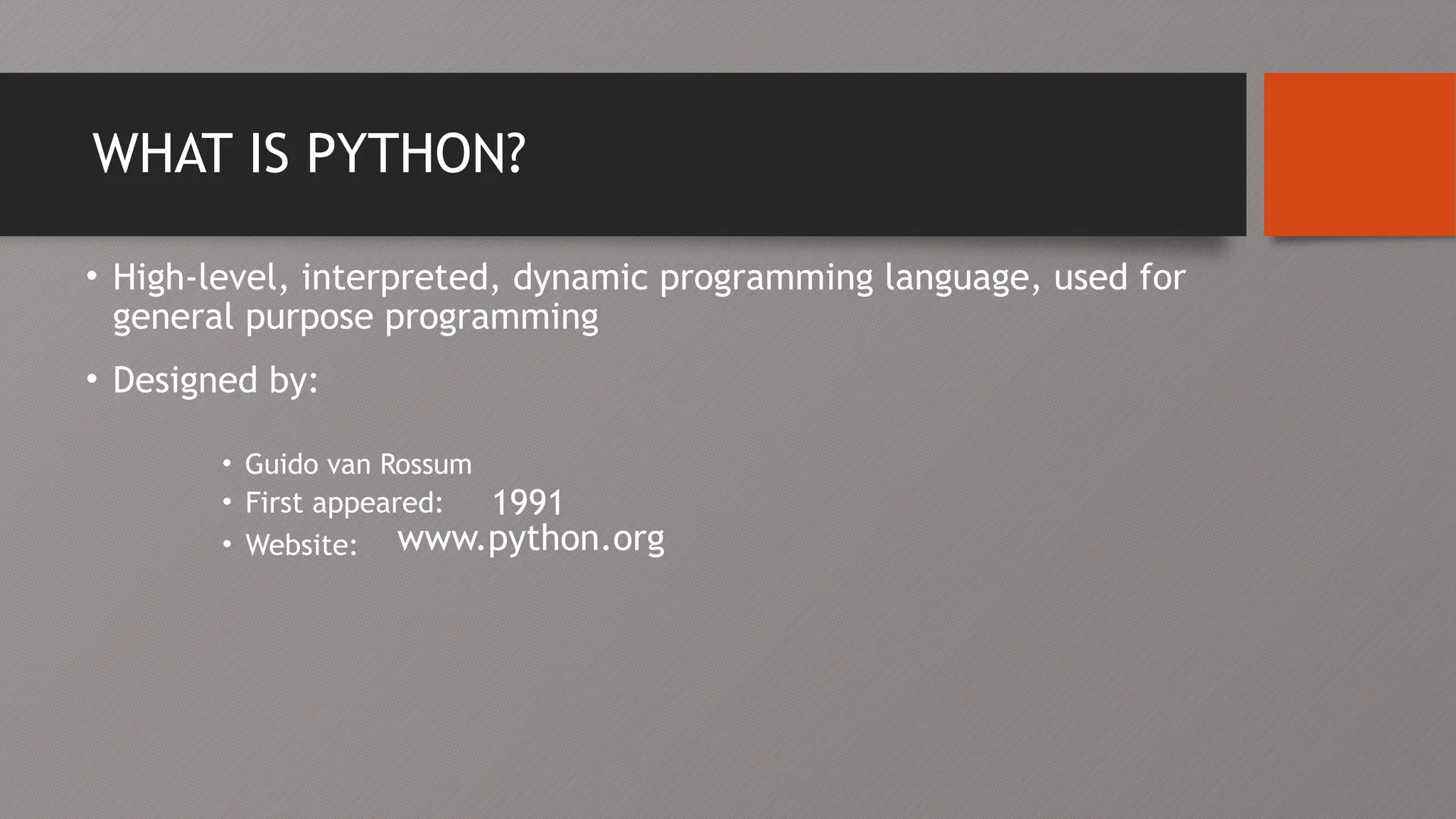 Python Programming Language General Intorduction Ppt