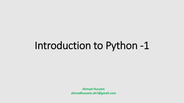 Python introduction 1 | PPT
