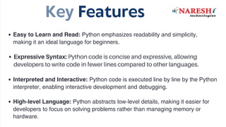 Python introduction - Naresh i Technologies | PPT