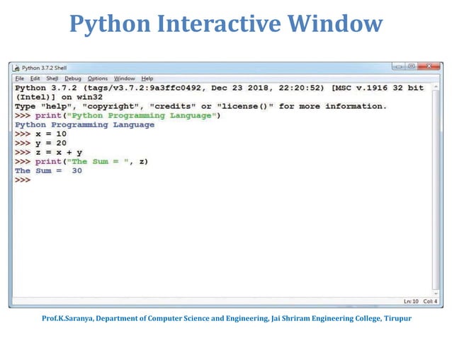 Python Programming Introduction And Python Running Ide Ppt