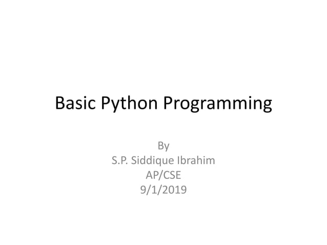 Python Programming Introduction Ppt 9075