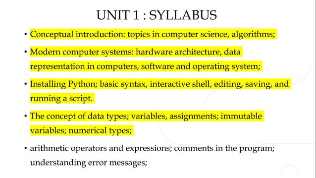 Python Programming | JNTUK | UNIT 1 | Lecture 4 | PPT