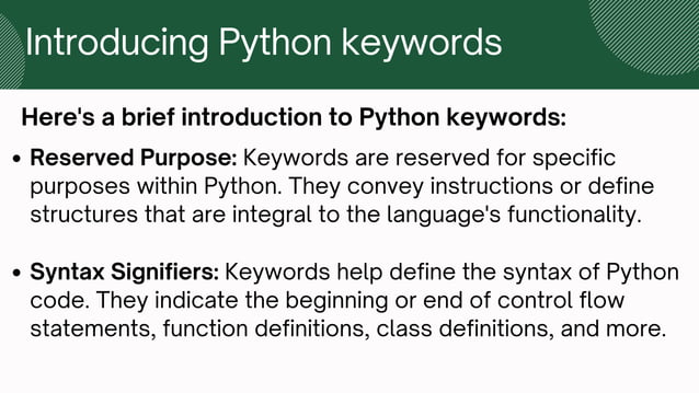 Introducing Python keywords - Naresh IT | PPT