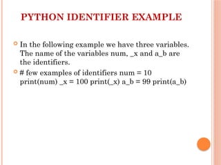 Python Keywords and Identifiers - An Introduction | PPTX