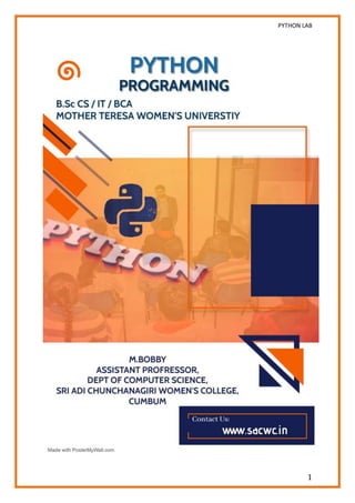 Python Lab Manual | PDF | Programming Languages | Computing