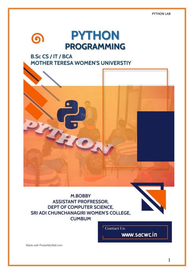 Python Lab Manual | PDF | Programming Languages | Computing
