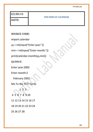 Python Lab Manual | PDF