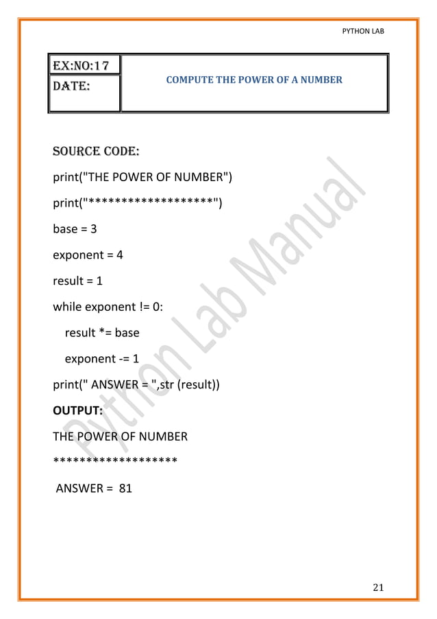 Python Lab Manual | PDF | Programming Languages | Computing